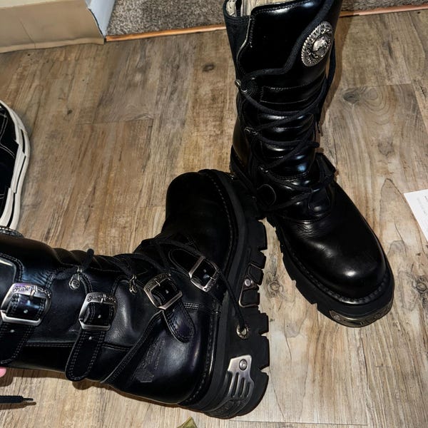 EU 40 / UK 7 White New Rock Tower Ankle Boots Kawaii Pastel Goth ...