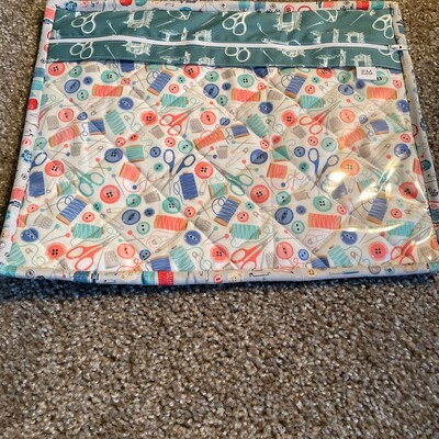 Snips Needles Sewing Machines Fabric Vintage Sewing Supplies on Blue by ...