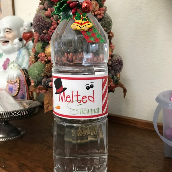 Melted Snowman Water Bottle Wrappers, Melting Snowman, Water Bottle ...