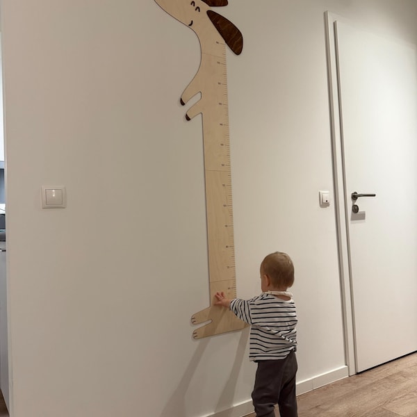 Growth Chart Board, Giraffe Growth Chart Engraved Wood Ruler, Boys Room ...