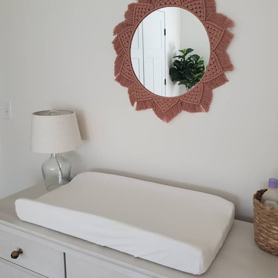 Boho Blush Pink Macrame Mirror Flower Design Macrame Mirror Girls Room ...