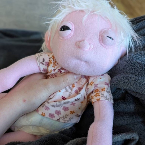 OOAK Cyclops Newborn Baby Doll Cloth Handmade Jumbo Black Eye Bald Soft ...