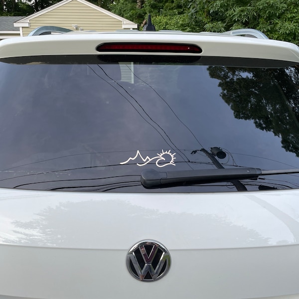 Wave Mountain Sun Hand Drawn Vinyl Decal | Hand Drawn Wave Decal | Wave ...