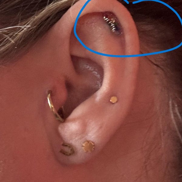 16G* Light Blue Moon Stone With AB Stone Cartilage Piercing/top Design ...