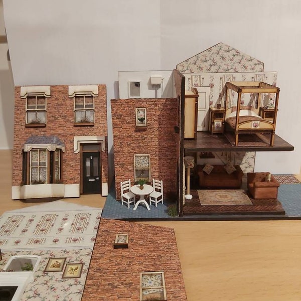 1:48 DOLLHOUSE MINIATURE Quarter Scale Victorian House Wood Model Kit ...