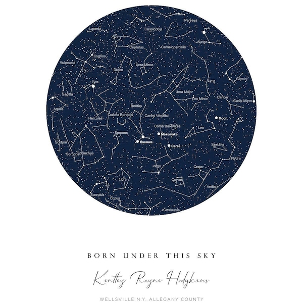 Custom Night Sky Constellation Star Map by Date Guestbook Alternative ...