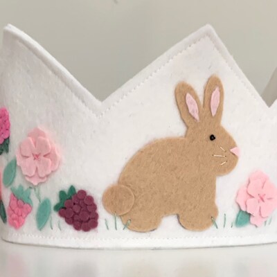 Bunny Crown, Birthday Crown, Woolfelt Crown, Easter Crown, Easter Bunny ...