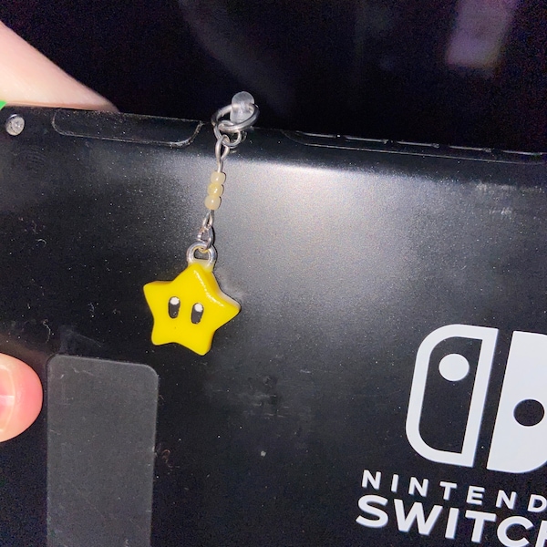 Super Mario Invincibility Star Dust Plug Phone Charm, for iPhone or ...