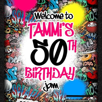 GRAFFITI WELCOME SIGN, 80s 90s Graffiti Birthday Printable Welcome Sign ...