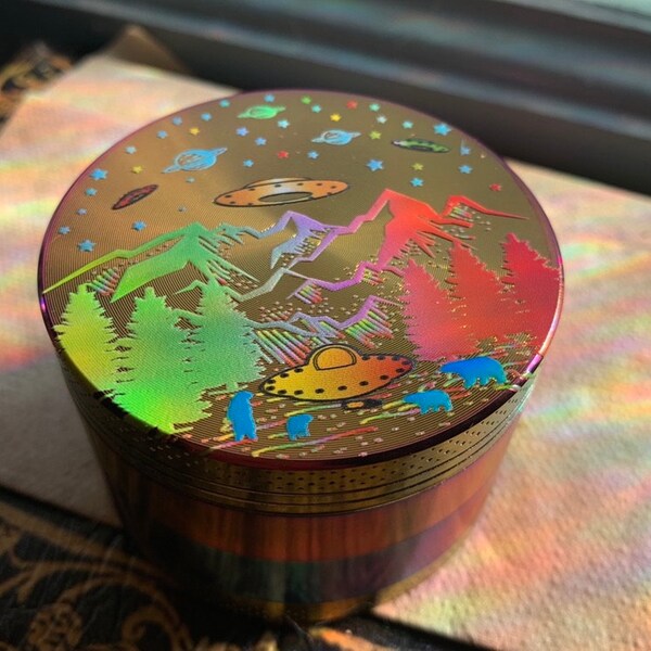 Space UFO Abduction Metal Grinder and Personalized Text Engraved on ...