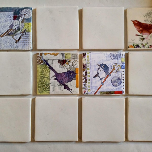 Ceramic Lapwing Collage Bird Tile - Etsy