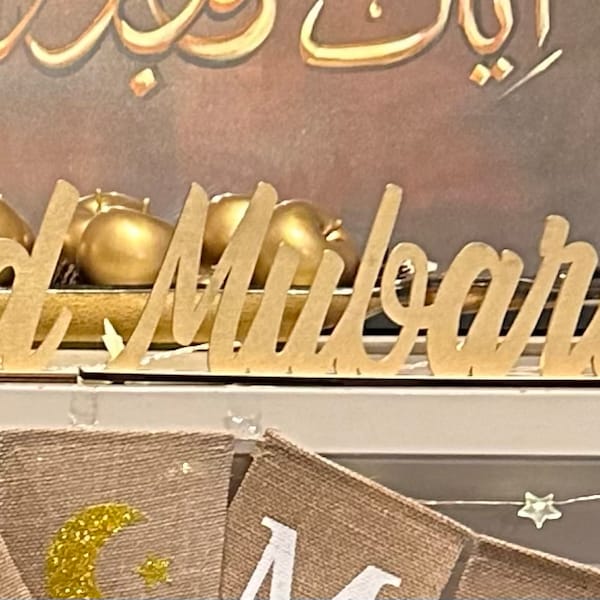 Eid Mubarak Cake Topper, Crescent Moon and Mosque Cake Topper, Ramadan ...