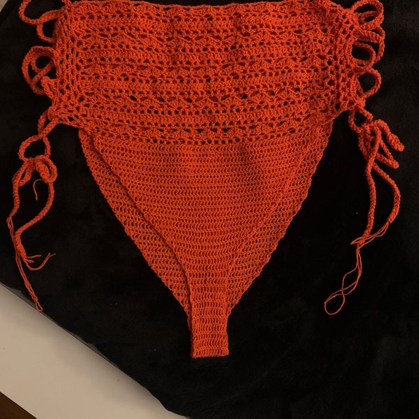 Crochet Panties/bikini Bottom/high Waisted Underwear/lace Up/70s ...
