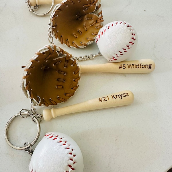 Personalized Mini Baseball Keyring Coach Gift Sports Monogrammed PU ...