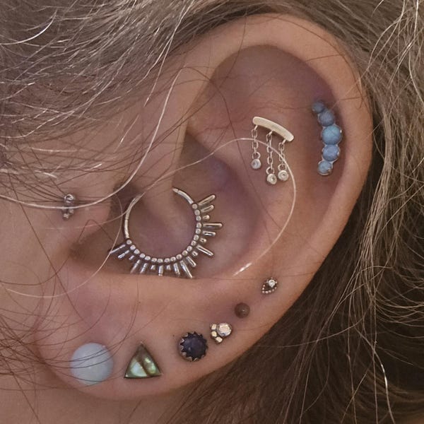 16G Solid White Gold Daith Earring 8mm/10mm | Dainty 14k Gold Daith ...