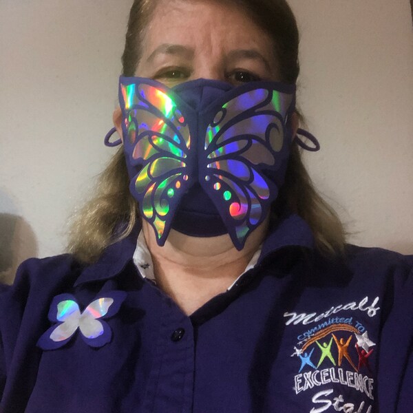 Holographic 3D Butterfly Face Mask | Reflective Fashion | Statement ...