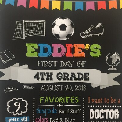 Soccer First Day of School Sign Printable Back to School Sign Printable ...