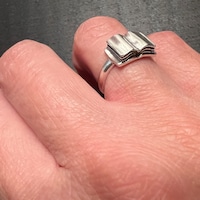Bookshelf Ring in Sterling Silver Silver Bookshelf Ring Book - Etsy Canada