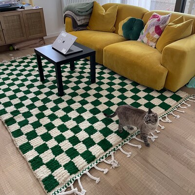 Brown and White Checkered Rug, Moroccan Berber Checkered Rug, Checkered ...