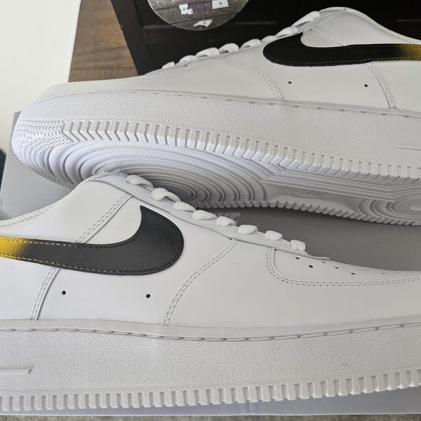 Custom City Skyline/flag Air Force 1 Sneakers NYC Black Swoosh - Etsy