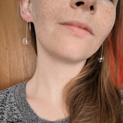 EBB AND FLOW Earrings Mobile Earrings, Gold Earrings, Bubbles, Clear ...