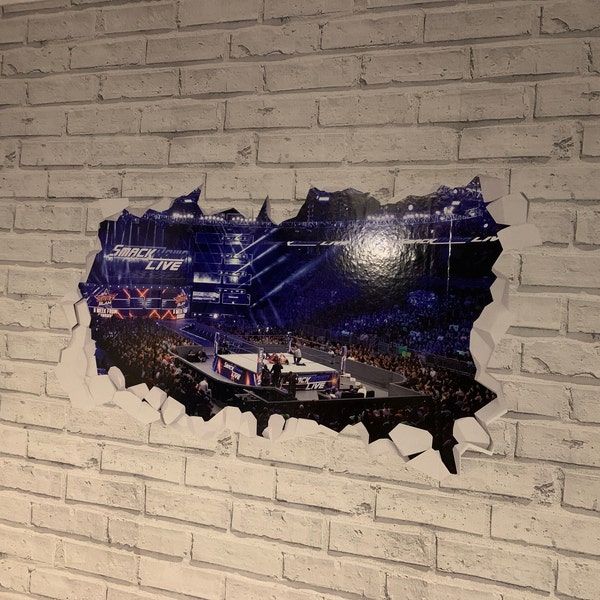 WWE - SMACKDOWN Smashed Wall Sticker - Etsy