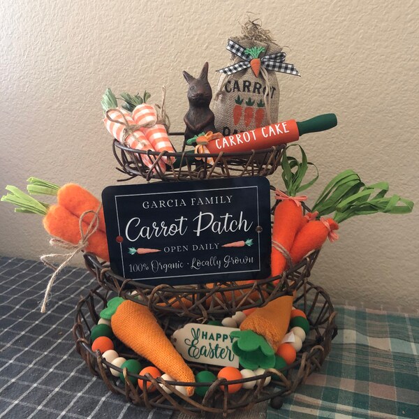 Carrot Decor Bundle, Happy Easter, Set of 3, Easter Tiered Tray, Carrot ...