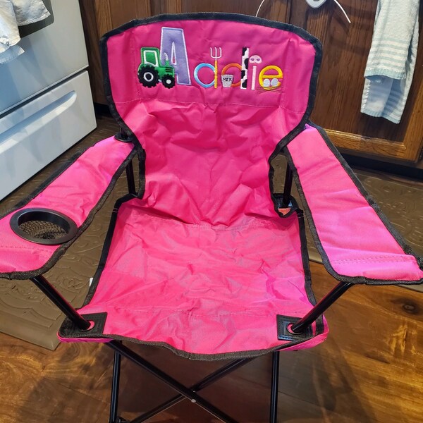 Kids Personalized Fishing Chair 1-7. Applique / Embroidered Chair. FB ...