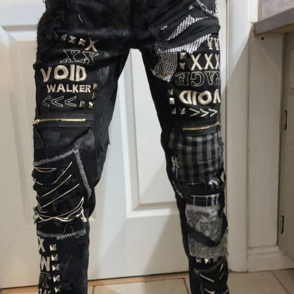 Custom Handmade Punk Rock Goth Emo Metal Cyber Dark Ripped Crazy Weird ...