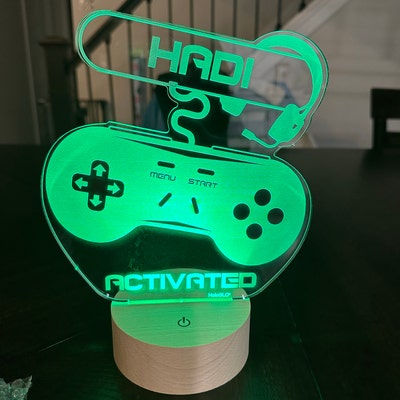 Gamer LED Night Light, Personalized Kid's Room Video Game Controller W ...