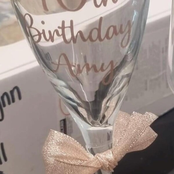 Personalised 40th Birthday CHAMPAGNE Prosecco Flute Glass 40th Birthday ...