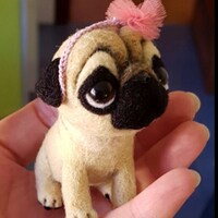 Pug Puppy. Pet for Doll. Little Felt Dog. Funny Toy. Cute Needle Felted ...
