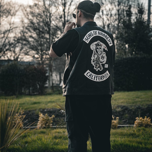 Sons of Anarchy Jax Teller Leather Vest Embroidered Patches Set Iron on ...