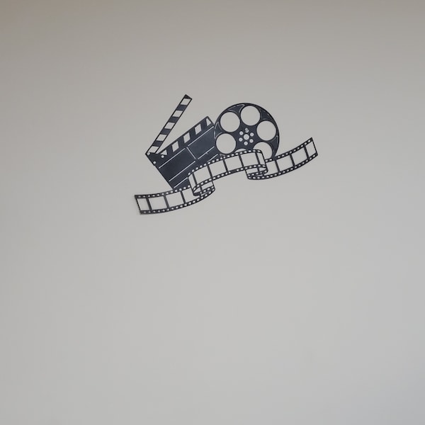 Theater Metal Sign Cutout - Movie Reel, Film Reel, and Clapper Board ...