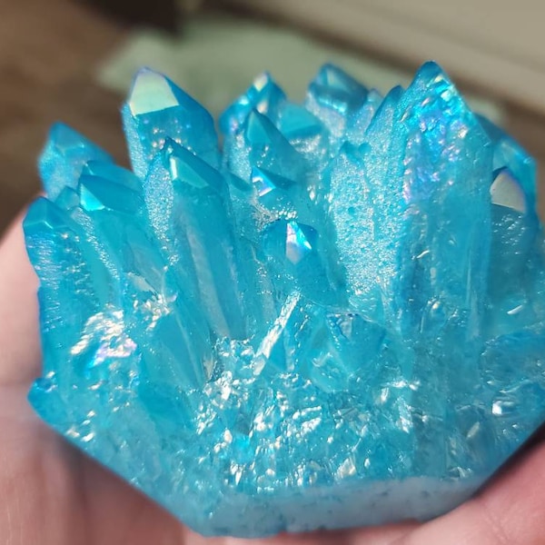 Blue Angel Aura Crystal Cluster,angel Aura Quartz Cluster,rainbow Aura ...