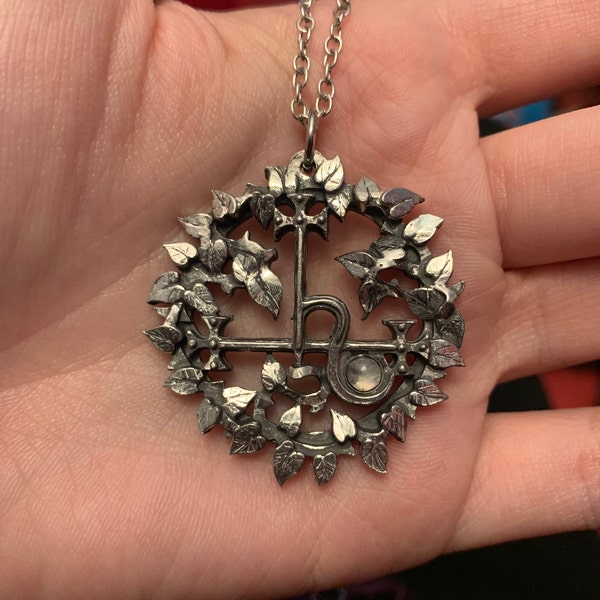 Sigil of Lilith Pendant With Rainbow Moonstone, Lilith's Sigil Necklace ...