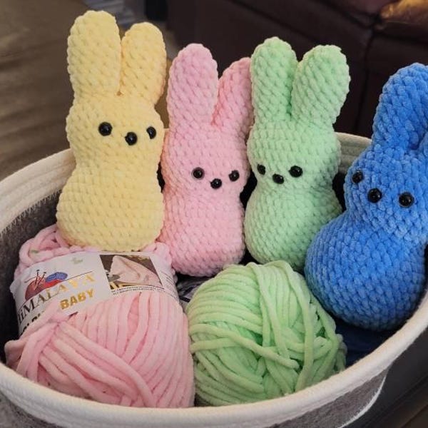 No Sew Peep Bunny, Crochet Pattern, PDF, Digital, Download, Easter Pattern, Peep, Crochet Bunny ...