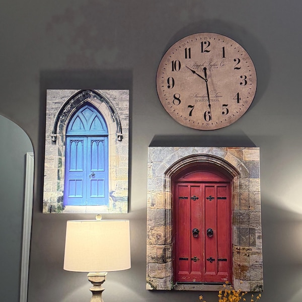 Charlotte Teal & Tan Wall Clock, 8 Sizes, Lifetime Warranty, Quiet, Non ...