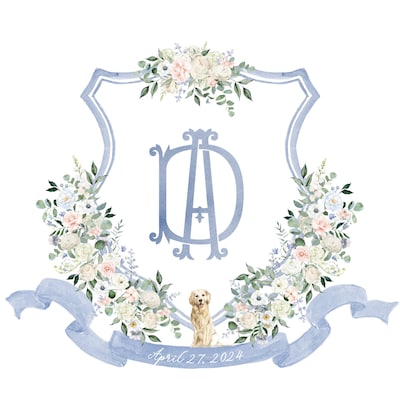 Floral Vintage Monogram Wedding Crest Monogram Logo Interlock Sketched ...