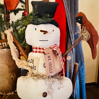 Primitive Snowman Handmade Snowman Primitive Snowman Doll Christmas ...