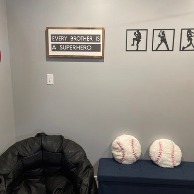 Baseball Wood Wall Art Baseballer Wall Decor 3 Pieces Sports Sign ...