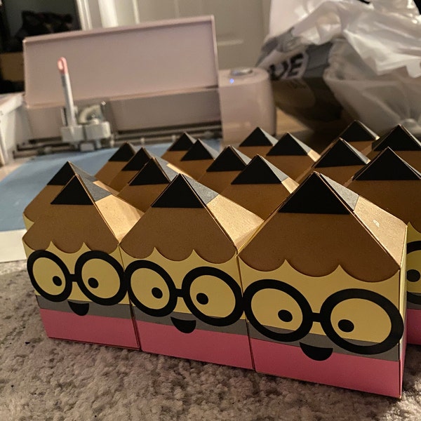 Pencil Gift Box With Nerdy Glasses SVG Design - Etsy