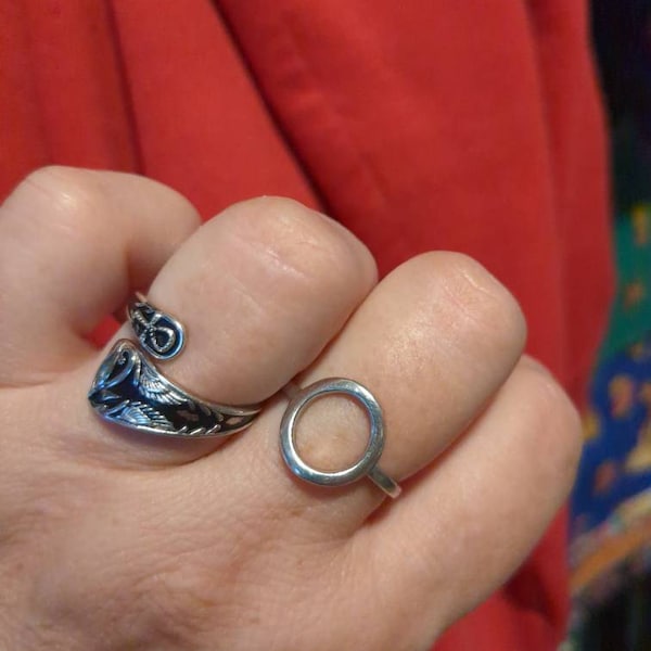 Karma Ring, Open Circle O Ring, Open Circle Ring Silver, 925 Sterling Silver Trendy Ring, Womens ...