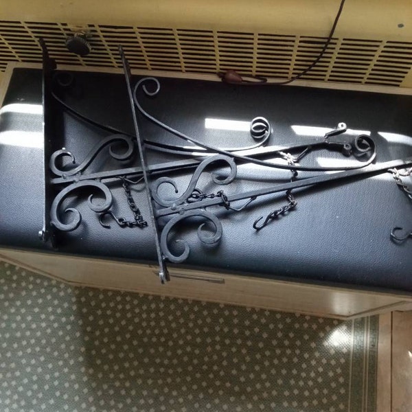 16" BLACK HAND FORGED Wrought Iron Blacksmith Sign Board Hanging ...