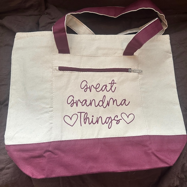 Grandma Things Tote Bag Personalized Grandma Gift New Gigi Gift Canvas ...