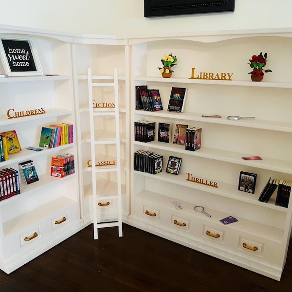 Mini Library for Mini Brands Books | 1/6th Scale | Mini Bookshelf ...