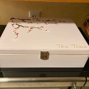 Wooden Box With Cherry Blossom, Hand-painted Flower Custom Chest ...