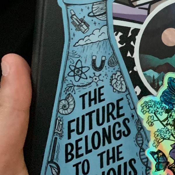 Sticker // the Future Belongs to the Curious, Science Art Scientist ...