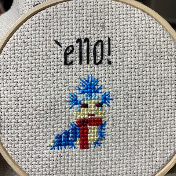 William the Worm - Labyrinth Cross Stitch - Ello Worm Modern Cross ...