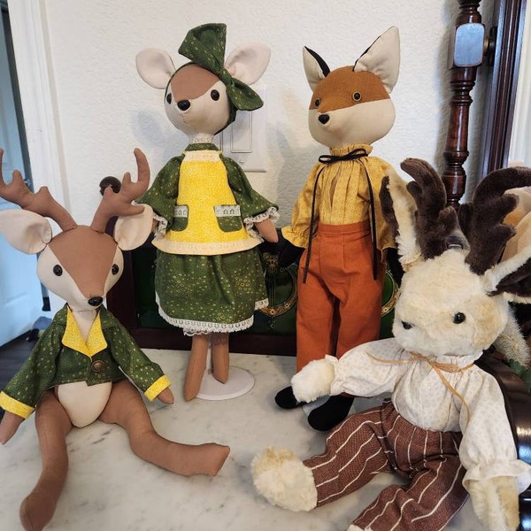 4 Sewing Pattern Bundle. Deer, Hare, Fox, Wolf, With Clothes. - Etsy